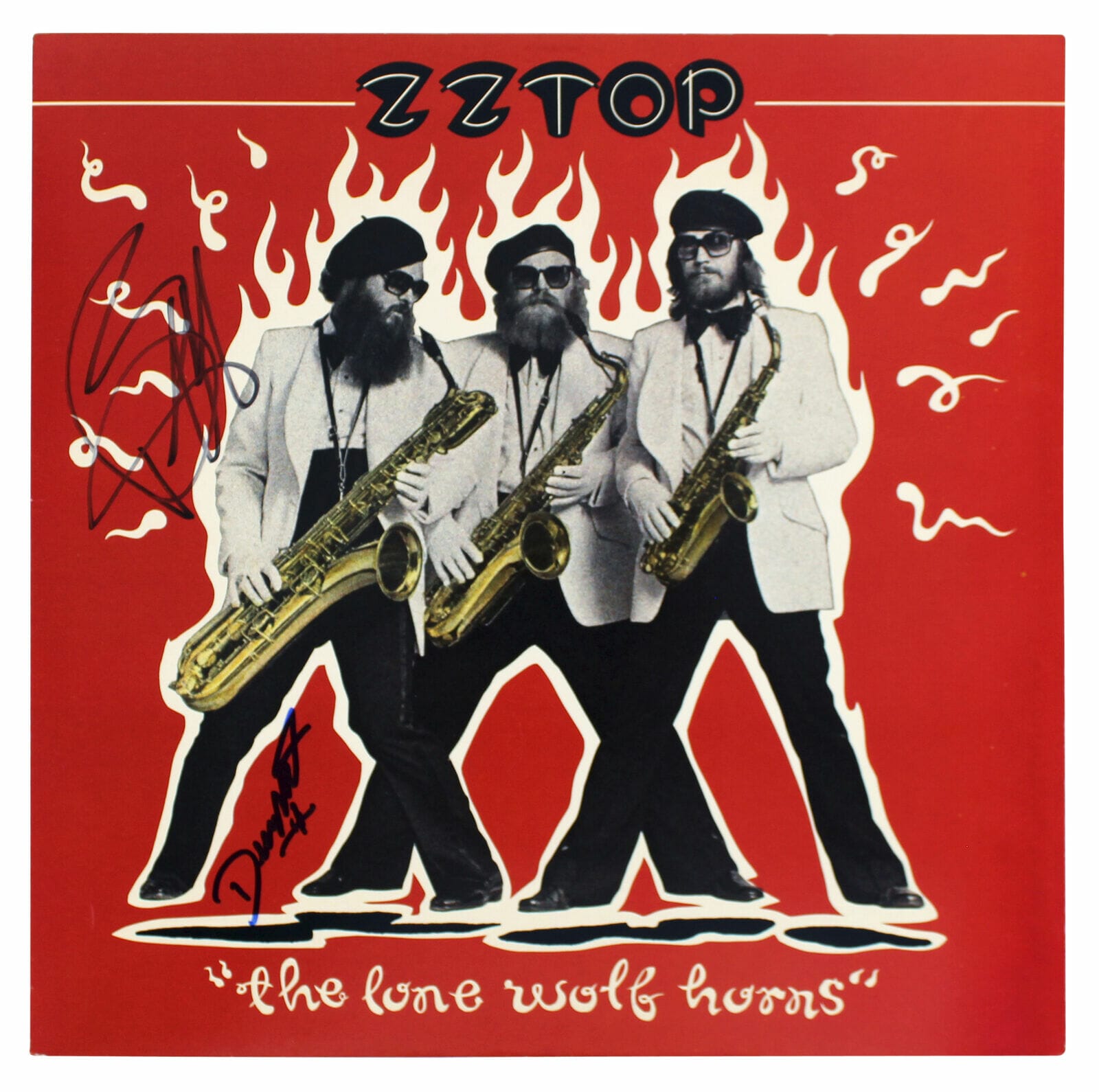 Dusty Hill And Frank Beard Zz Top Signed El Loco Album Cover Bas Ab77817 Autographia
