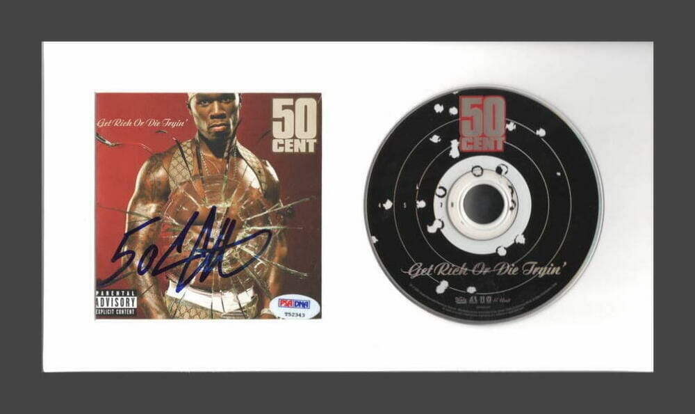 50 CENT SIGNED AUTOGRAPH GET RICH OR DIE TRYIN FRAMED CD DISPLAY - RARE! PSA COA | Autographia