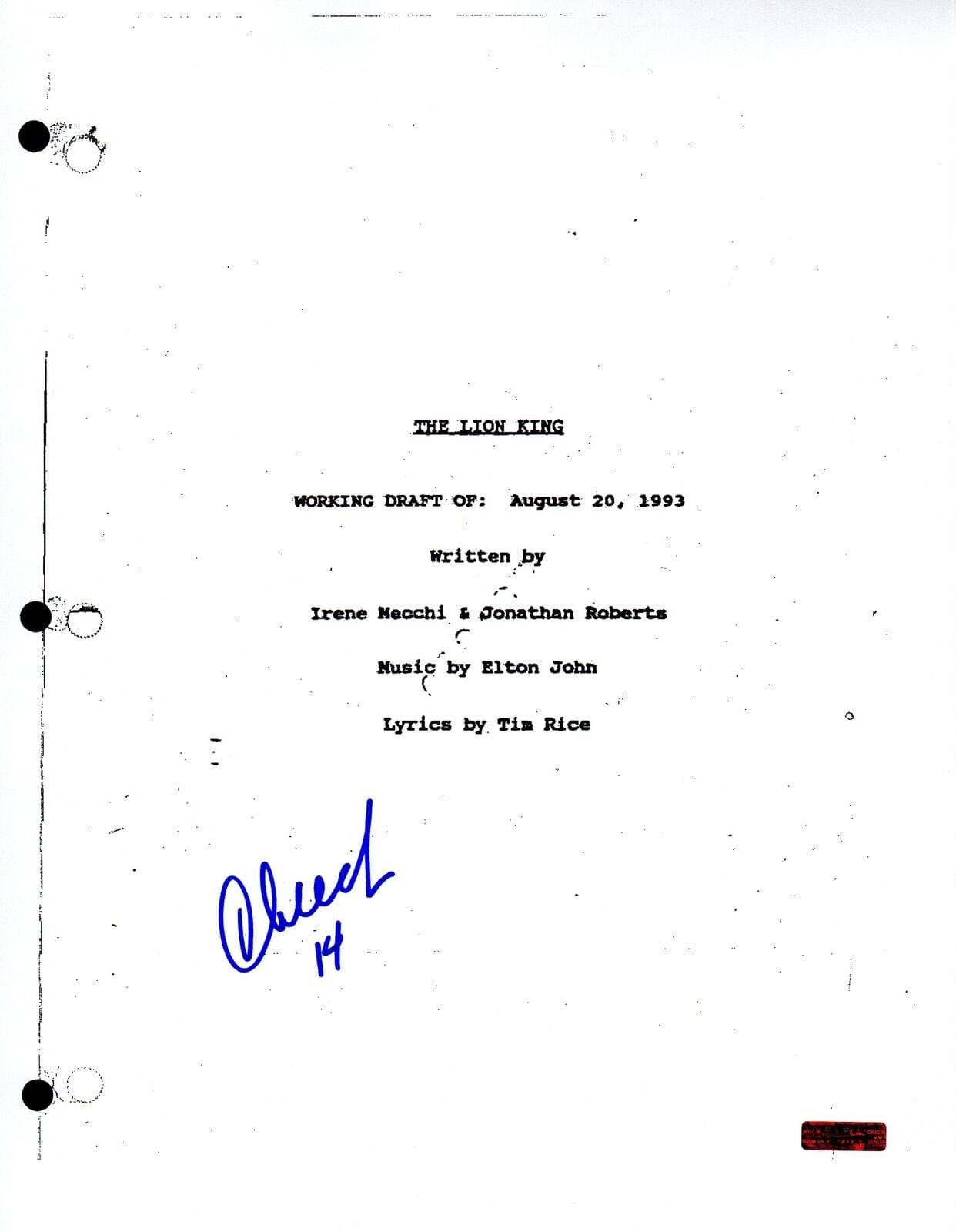 Gfa The Lion King Movie Cheech Marin Signed Full Page Script Ad1