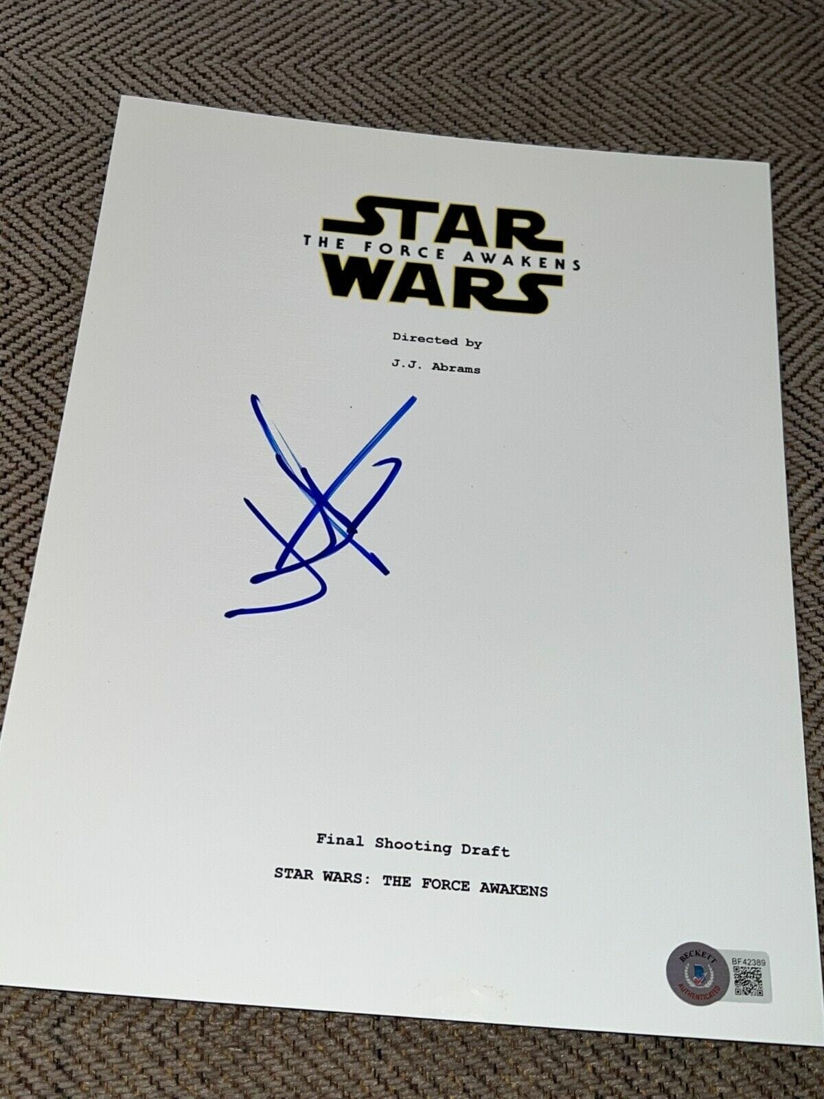 Jj Abrams Signed Autograph Movie Script Star Wars Force Awakens Beckett