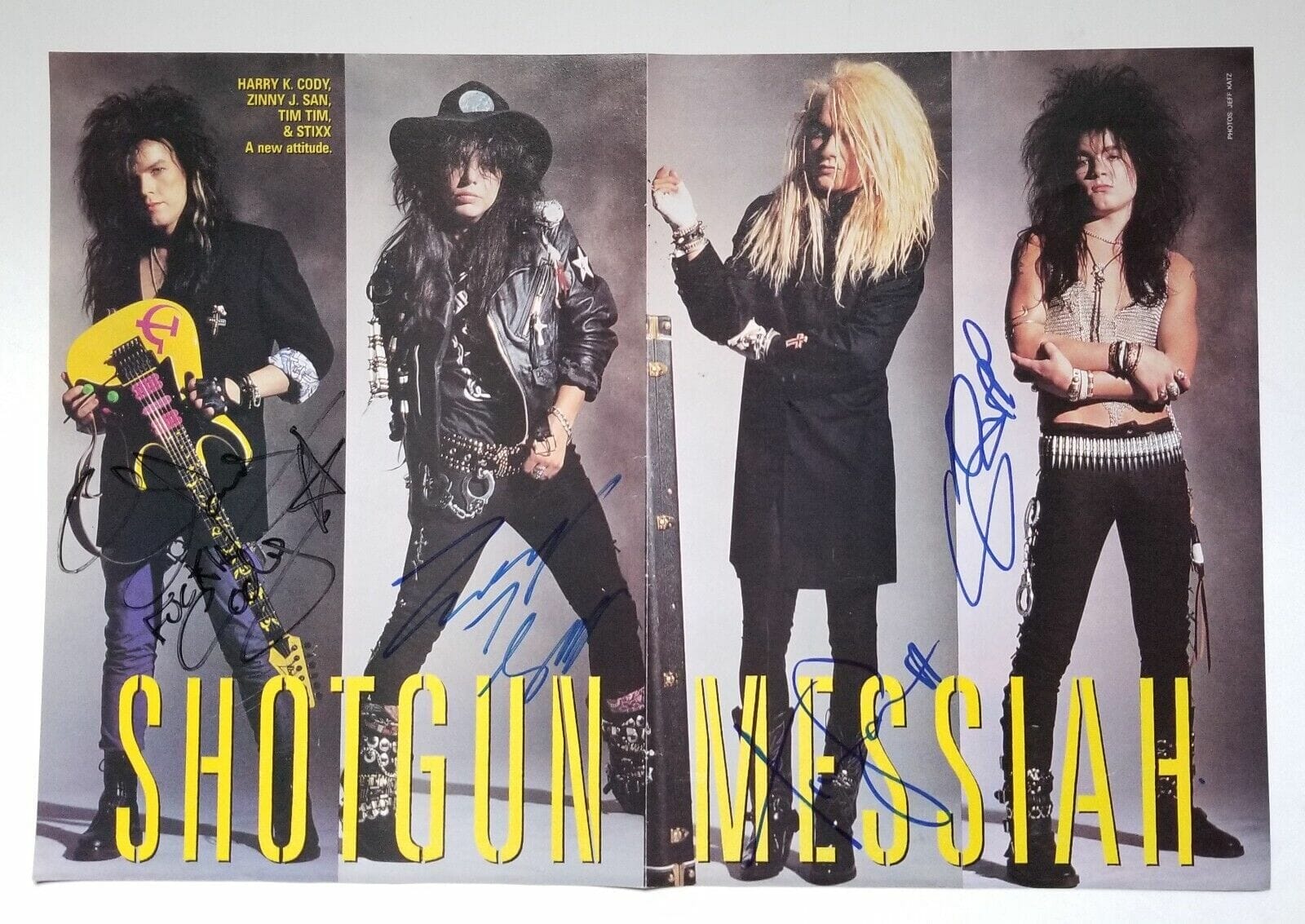 Shotgun Messiah Band Real Hand Signed Mag Fold Out Poster Coa Tim Skold Kmfdm Opens In A New