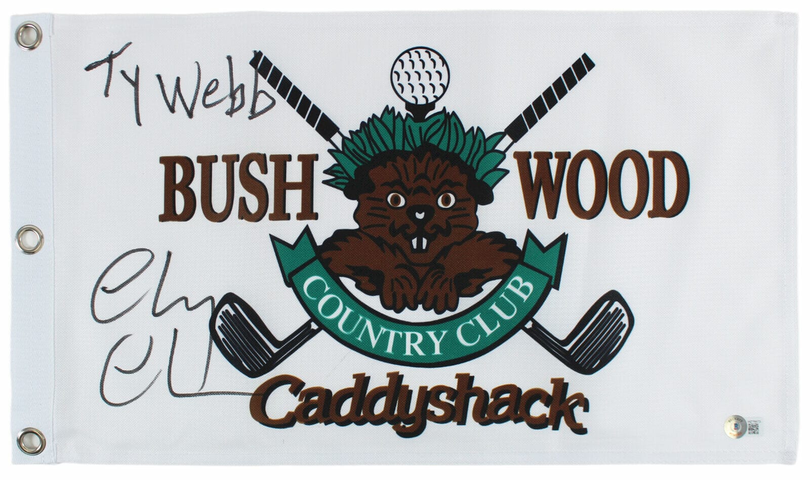 Chevy Chase Caddyshack "Ty Webb" Signed Bushwood Country Club Flag BAS ...